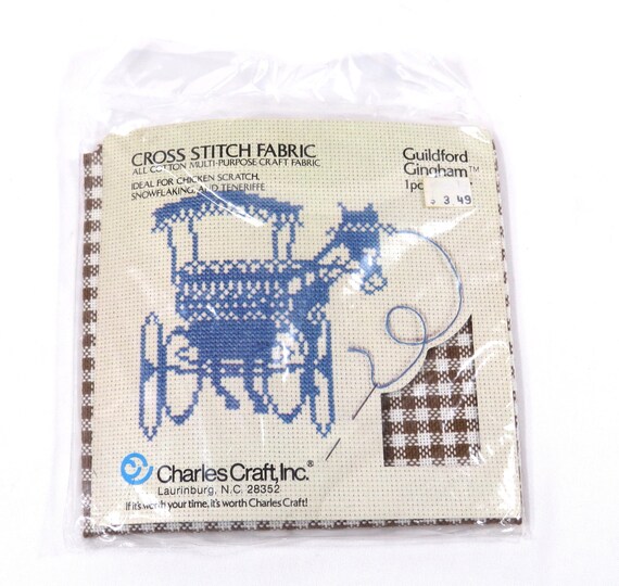 Vintage Brown Gingham Charles Craft Brown Cross Stitch Fabric | Etsy
