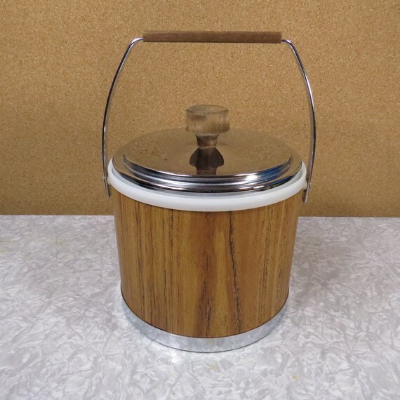 Vintage Kromex Mid Century Ice Bucket Vintage Wood and Chrome - Etsy