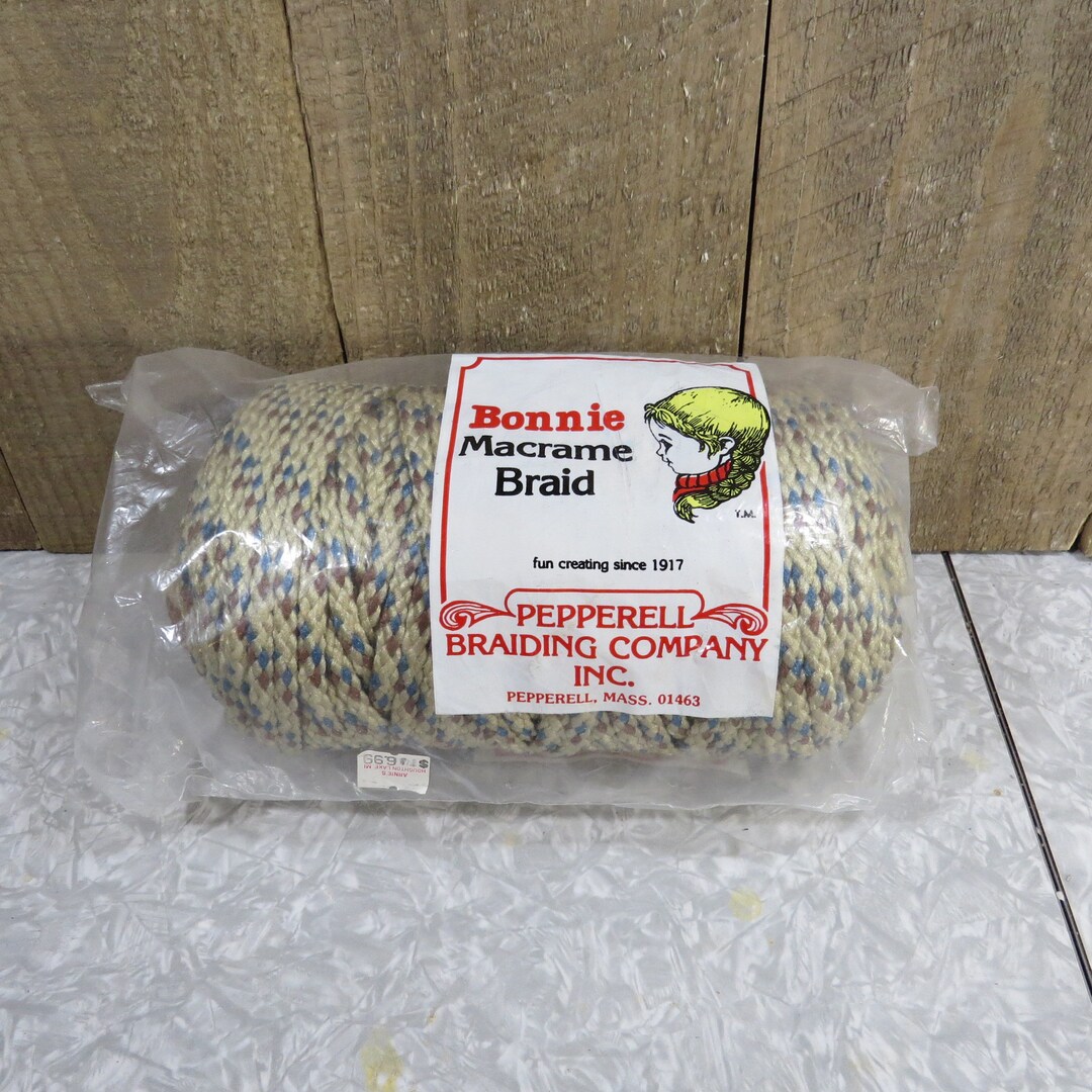 Vintage Bonnie Macrame Braid Craft Cord 6mm 100 Yards Tri-colored Beige ...