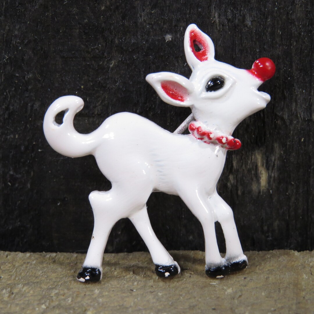 Vintage Rudolf the Reindeer Brooch, Midcentury Enamel Reindeer Pin - Etsy