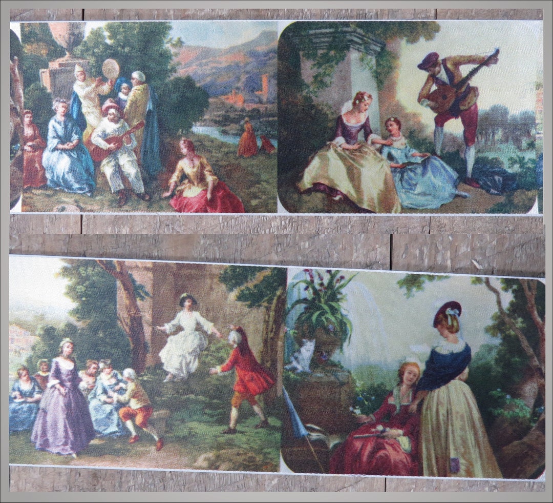 Vintage Famous Paintings Fabric Transfer Roll, Midcentury Frameable ...