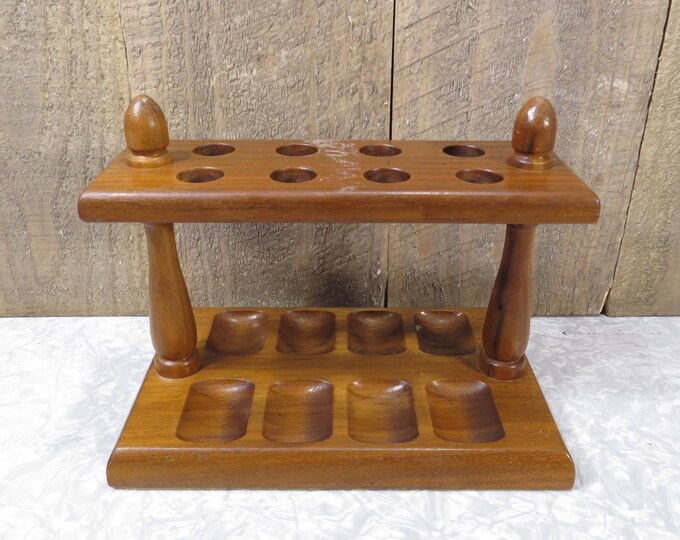 Vintage Mid Century Double Sided Pipe Rack - 8 Pipe Holder Wood Pipe ...