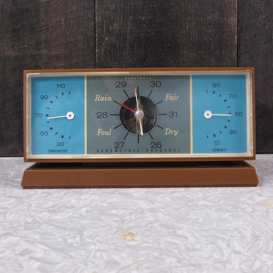 Vintage Midcentury Honeywell Desktop Tabletop Barometer Weather Station ...