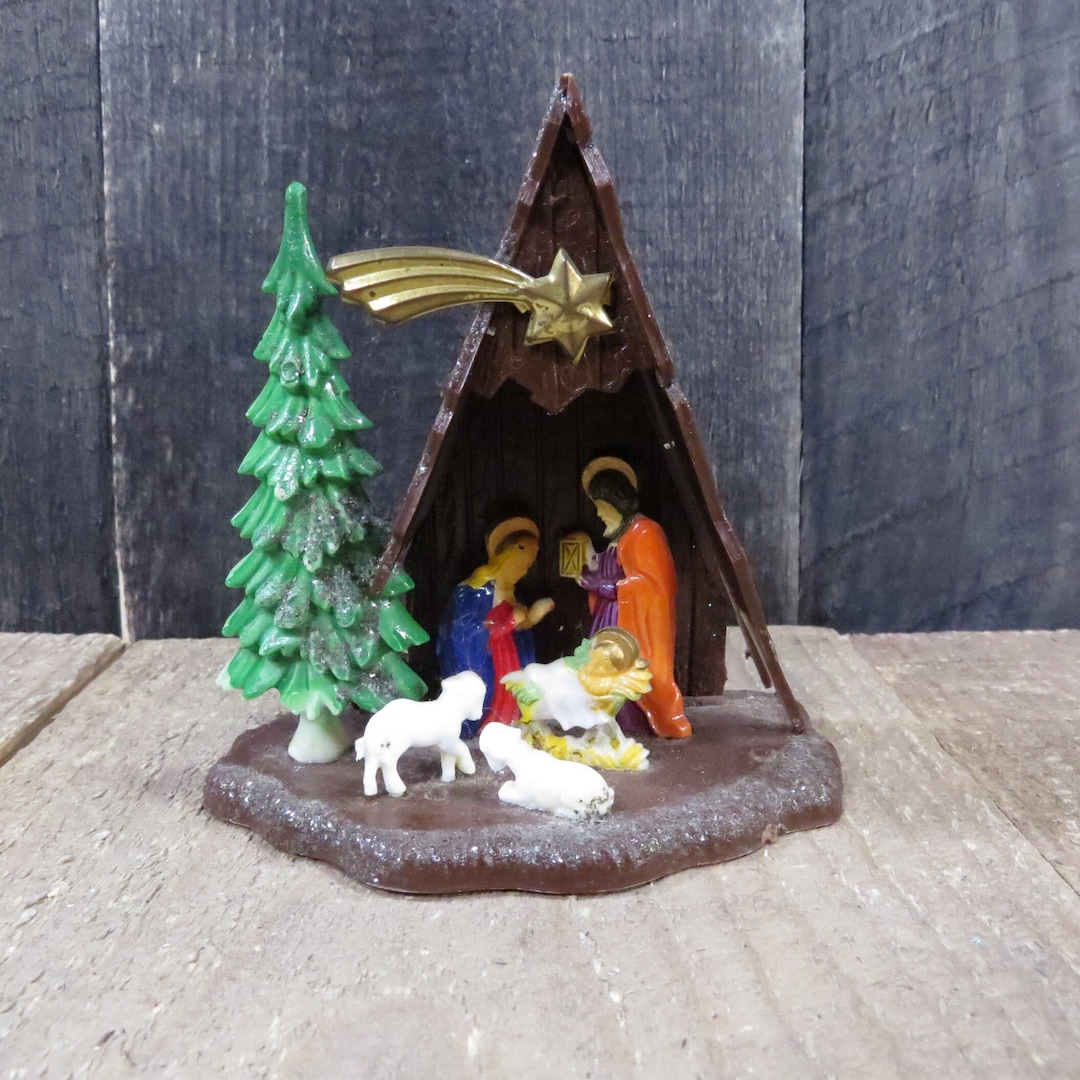 Vintage Miniature Nativity Scene Set Ornament - Etsy