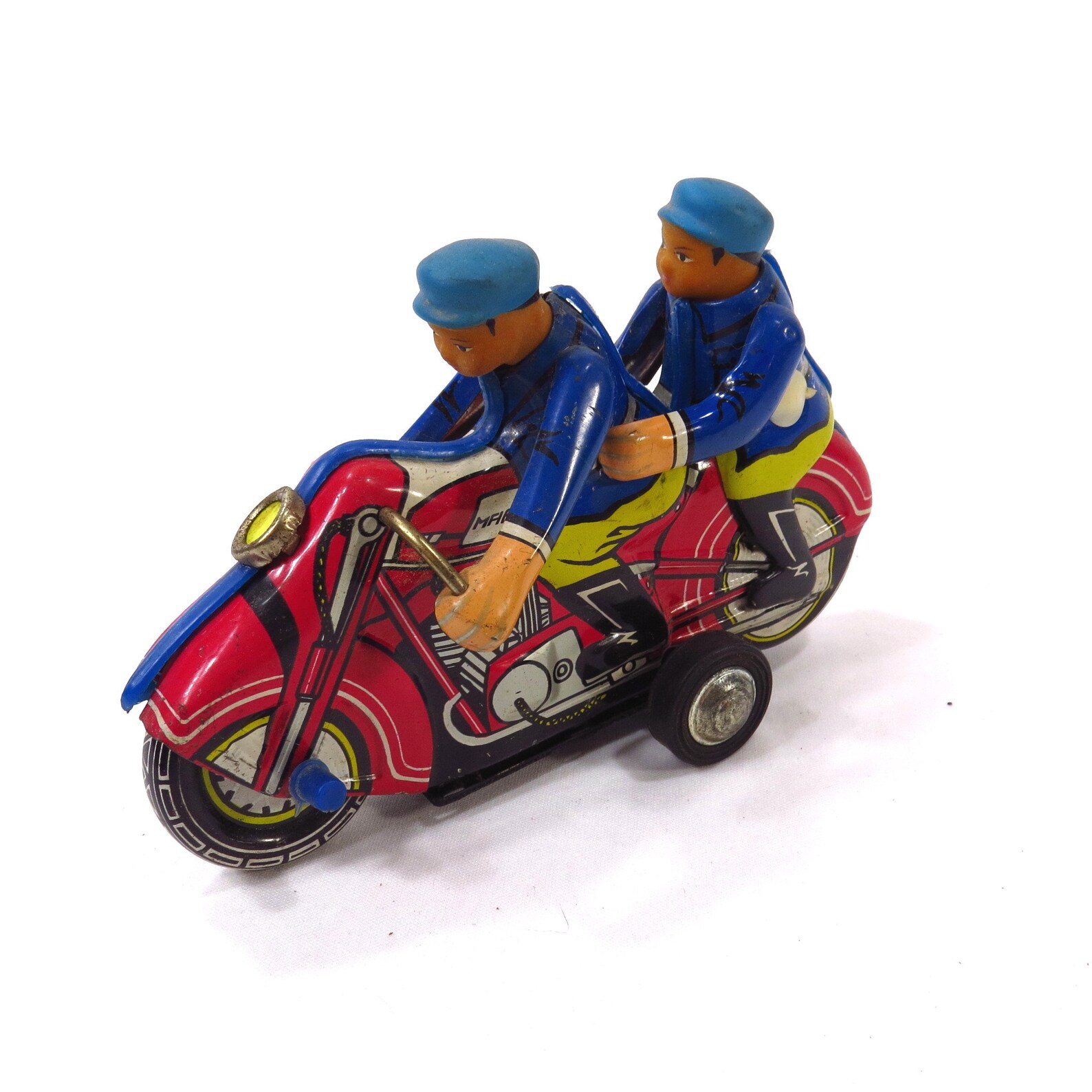 Vintage Tin Litho Double Motorcycle Police Toy | Etsy
