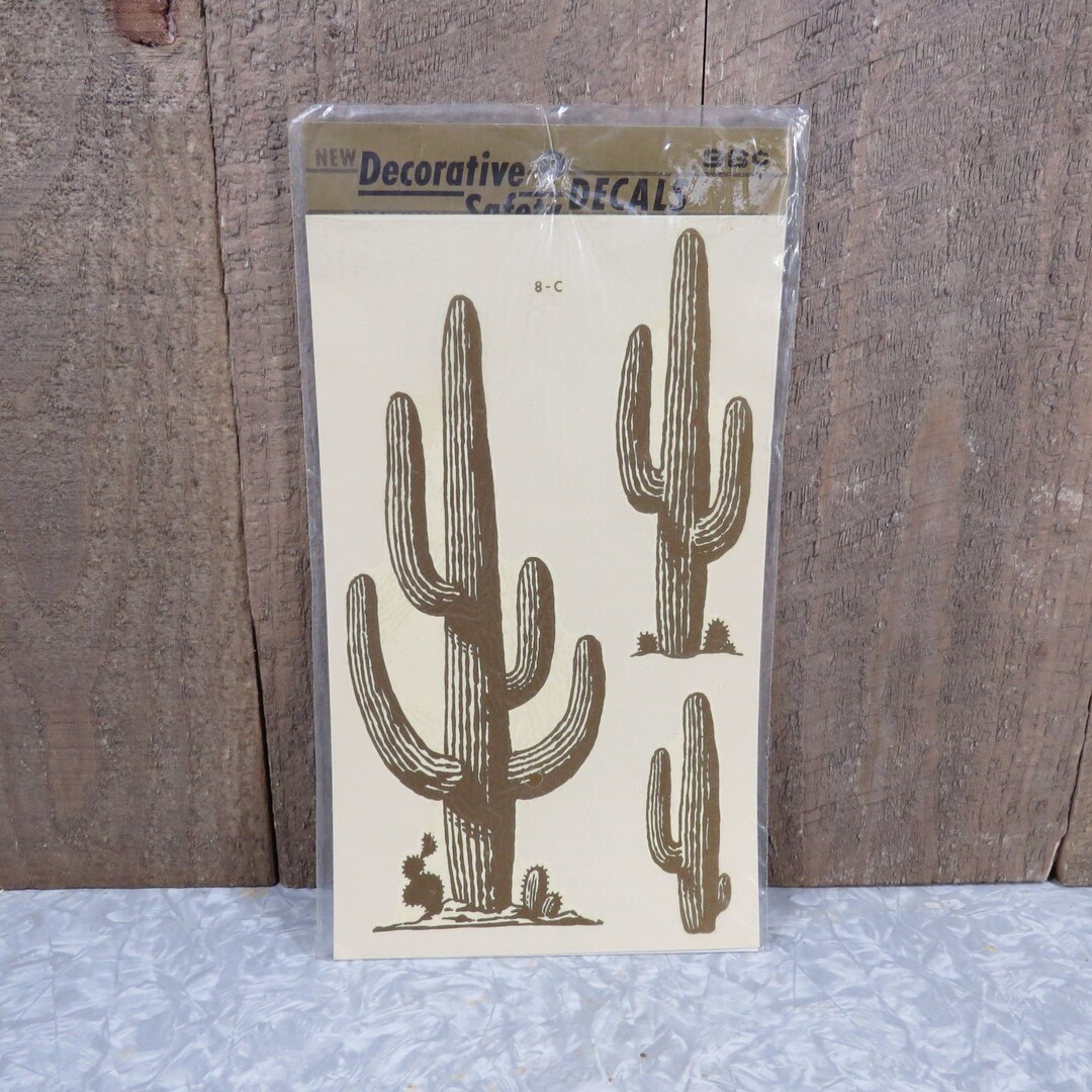 Meyercord Gold Cactus Glass Safety Door Decals Retro 1960s 1970s ...