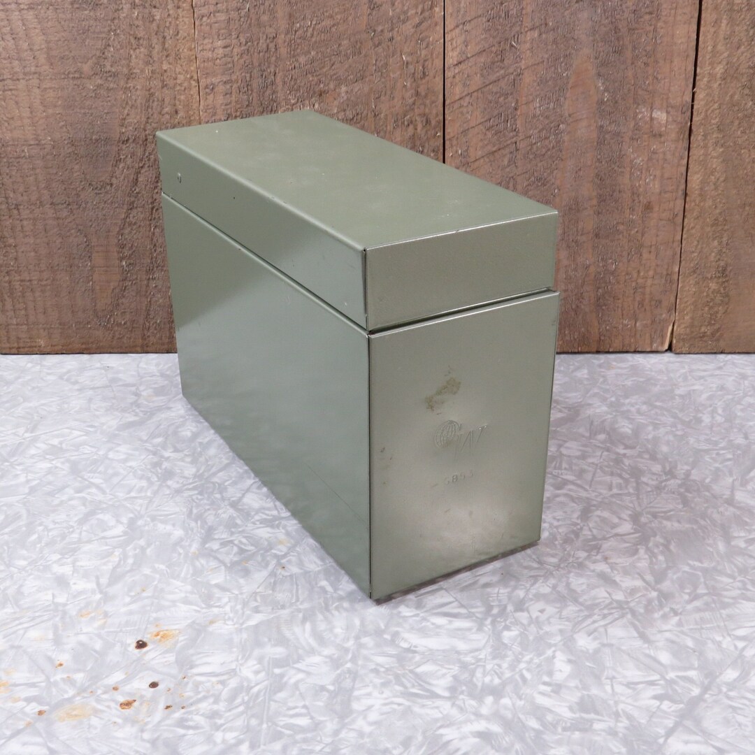 Vintage GW Green Metal Card File Storage Box, Midcentury 1950s Recipe ...