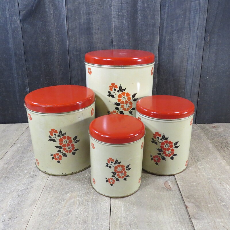 Vintage Tin Canister - Etsy