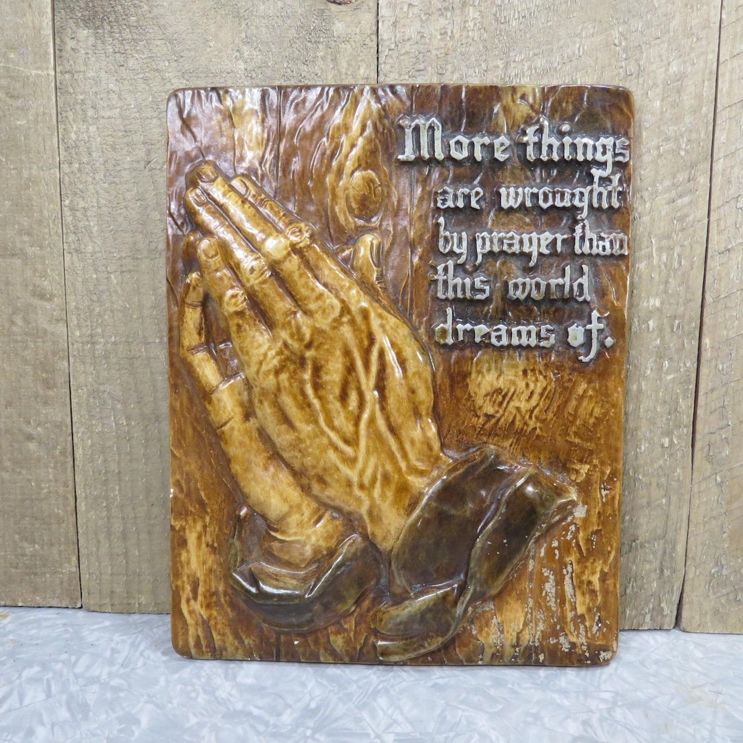 Vintage Praying Hands Wall Plaque – Chalkware Inspirational Prayer Art ...