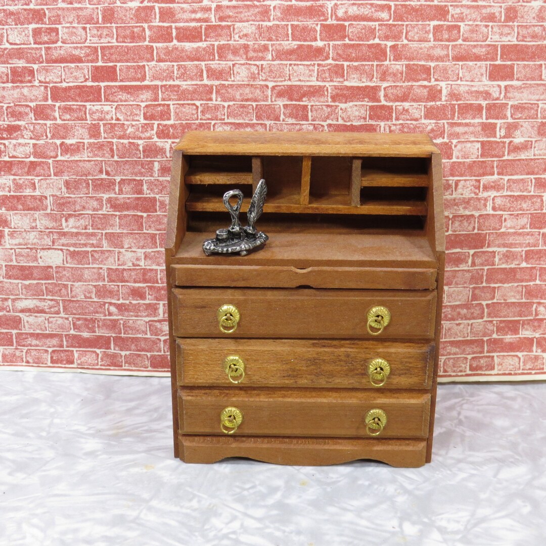 Vintage Miniature Wooden Desk With Inkwell Dollhouse Furniture - Etsy