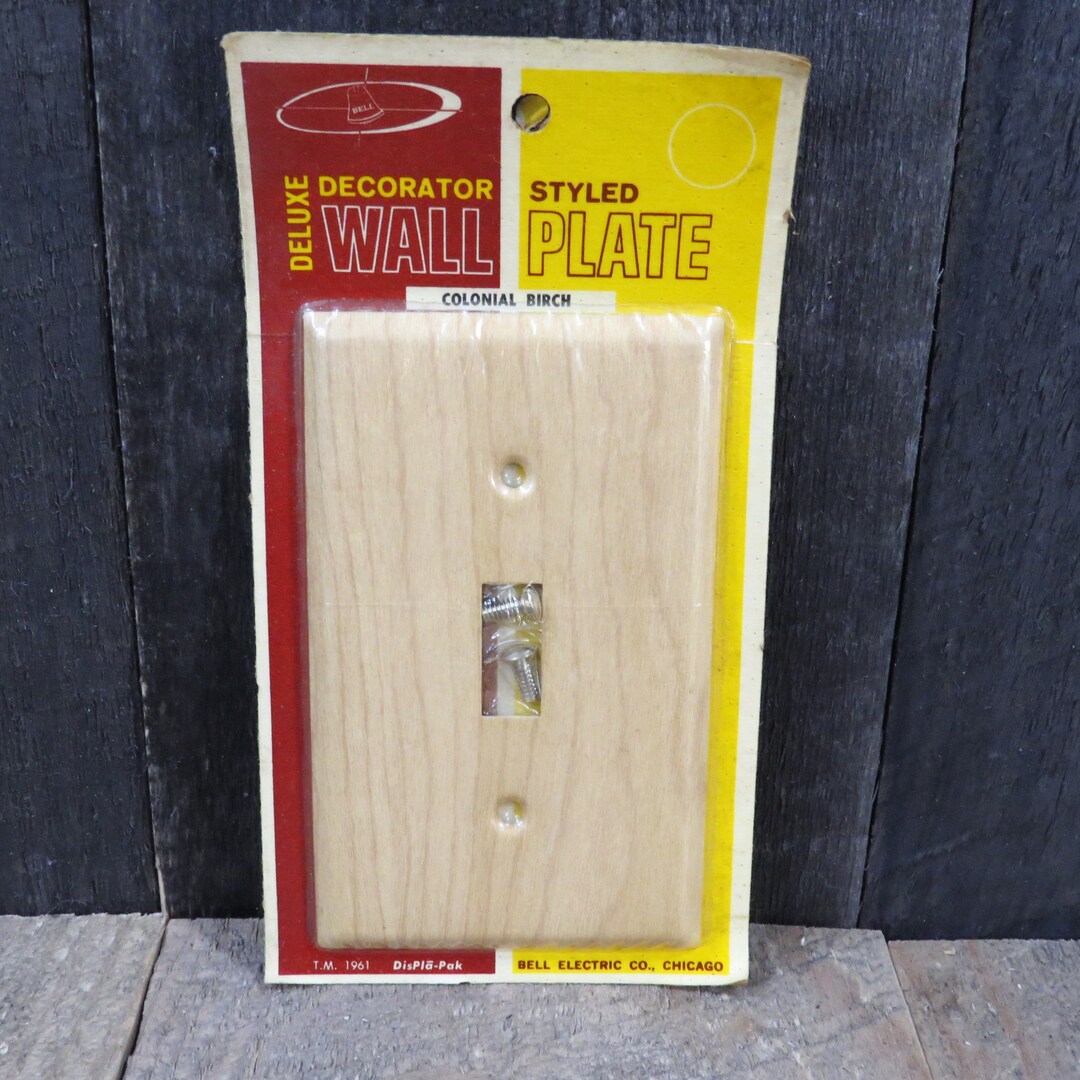 Vintage 1960s Colonial Birch Faux Woodgrain Single Toggle Light Switch ...