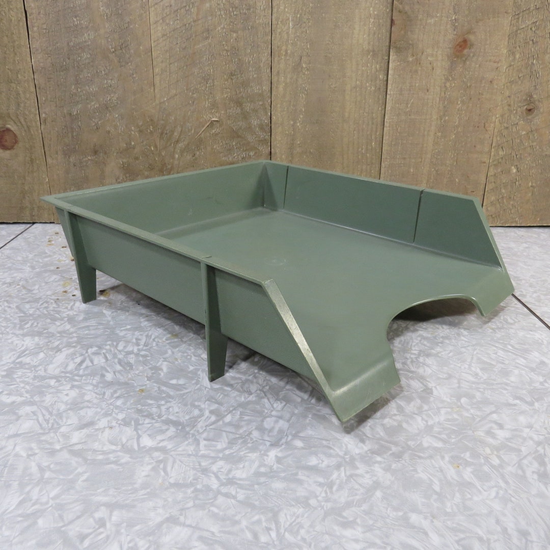 Vintage Green Plastic File Tray Desk Organizer, Midcentury Paper Tray ...