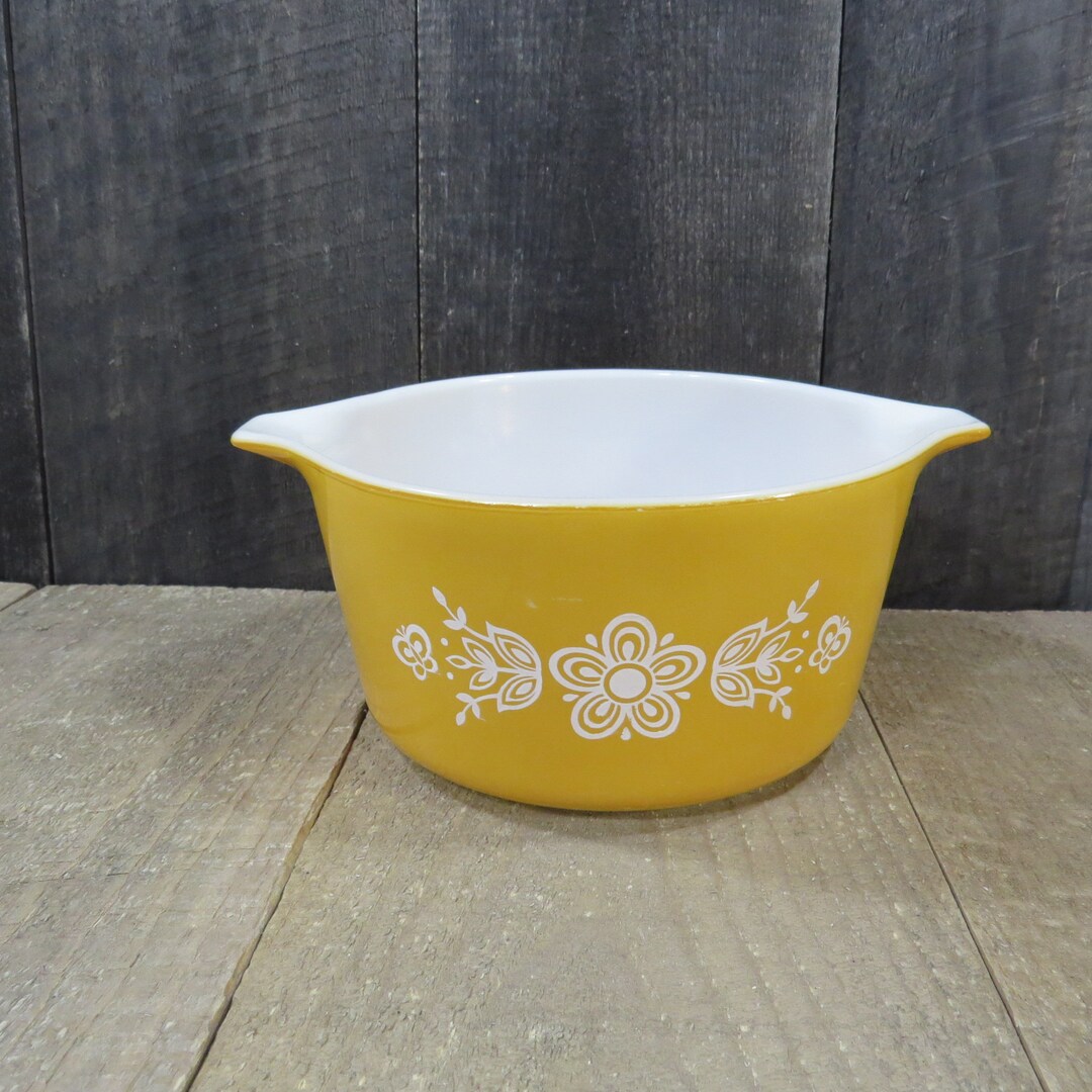 Vintage Pyrex Butterfly Gold Casserole Dish, Mid-century Modern Kitchen ...