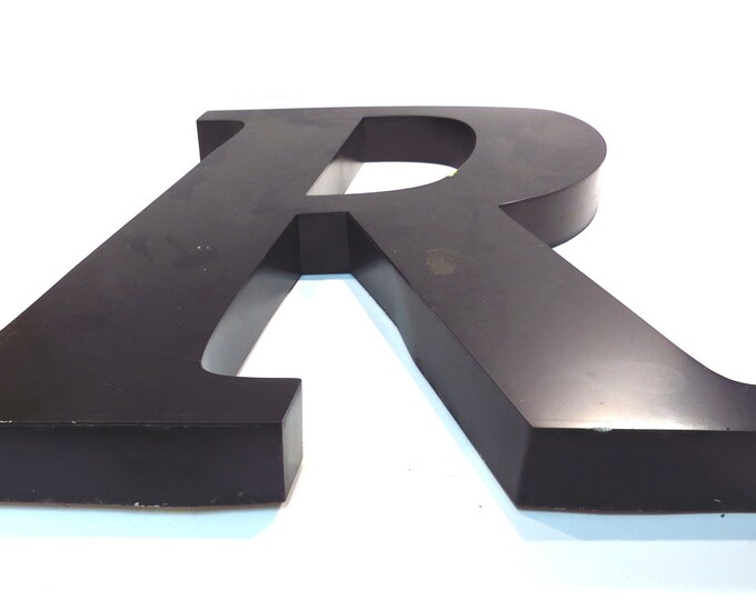 Large Letter R Black Metal 26 Inch Vintage Industrial Building Salvage ...