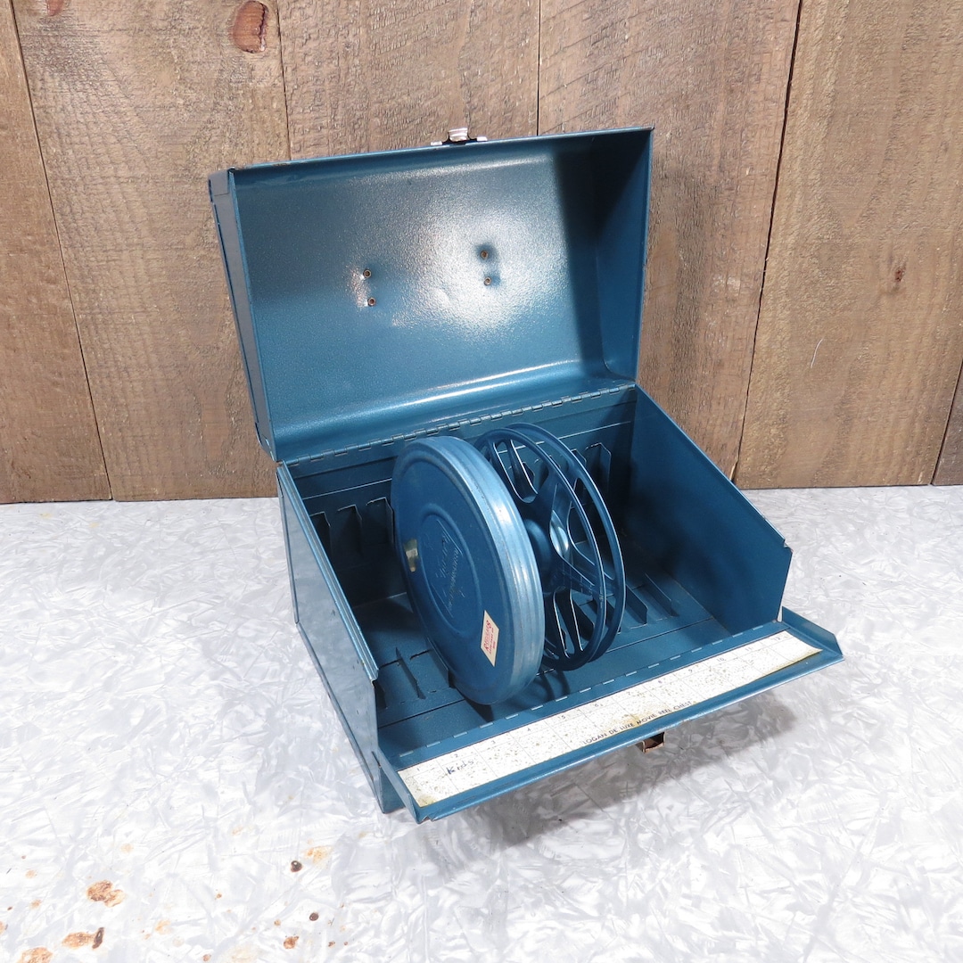 Vintage Logan De Luxe Movie Reel Chest, Blue 8mm Movie Reel Case ...