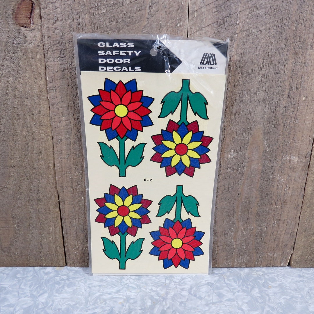 Vintage Meyercord Flower Power Decals, 1960s Retro Glass Safety Decor ...