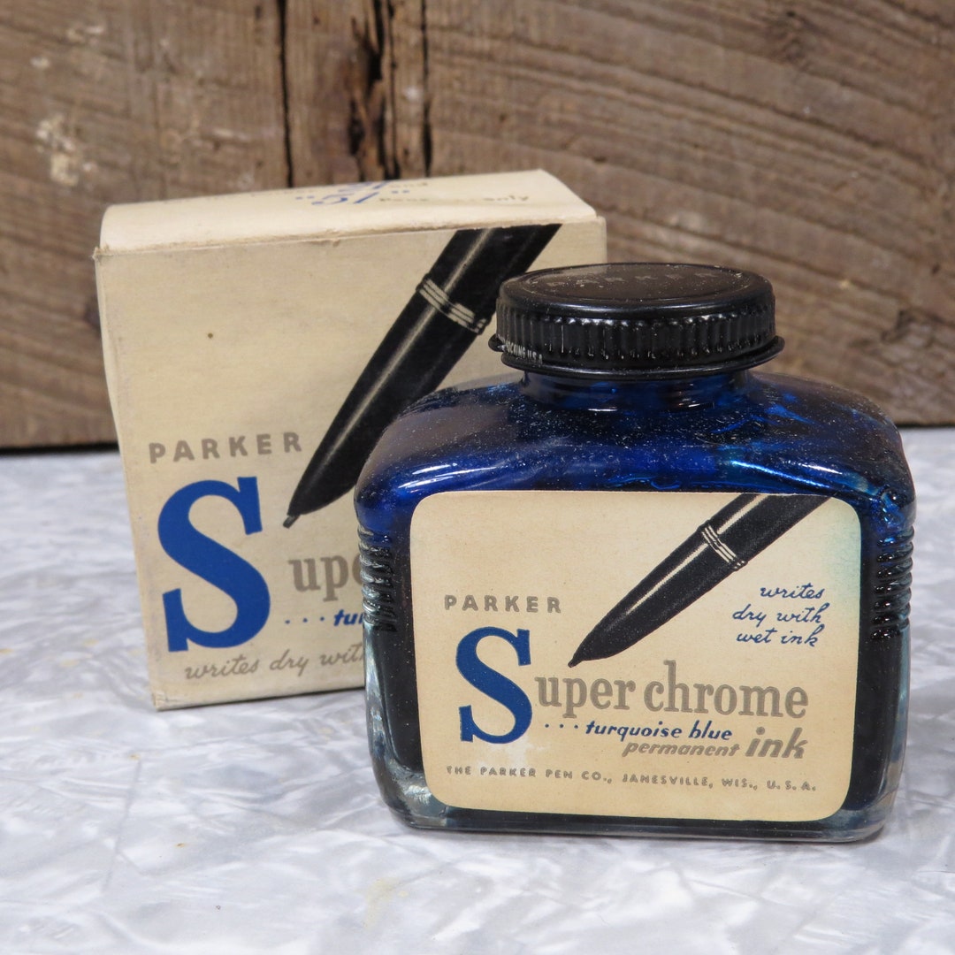 Vintage Parker Superchrome Turquoise Blue Ink - New Old Stock - Etsy