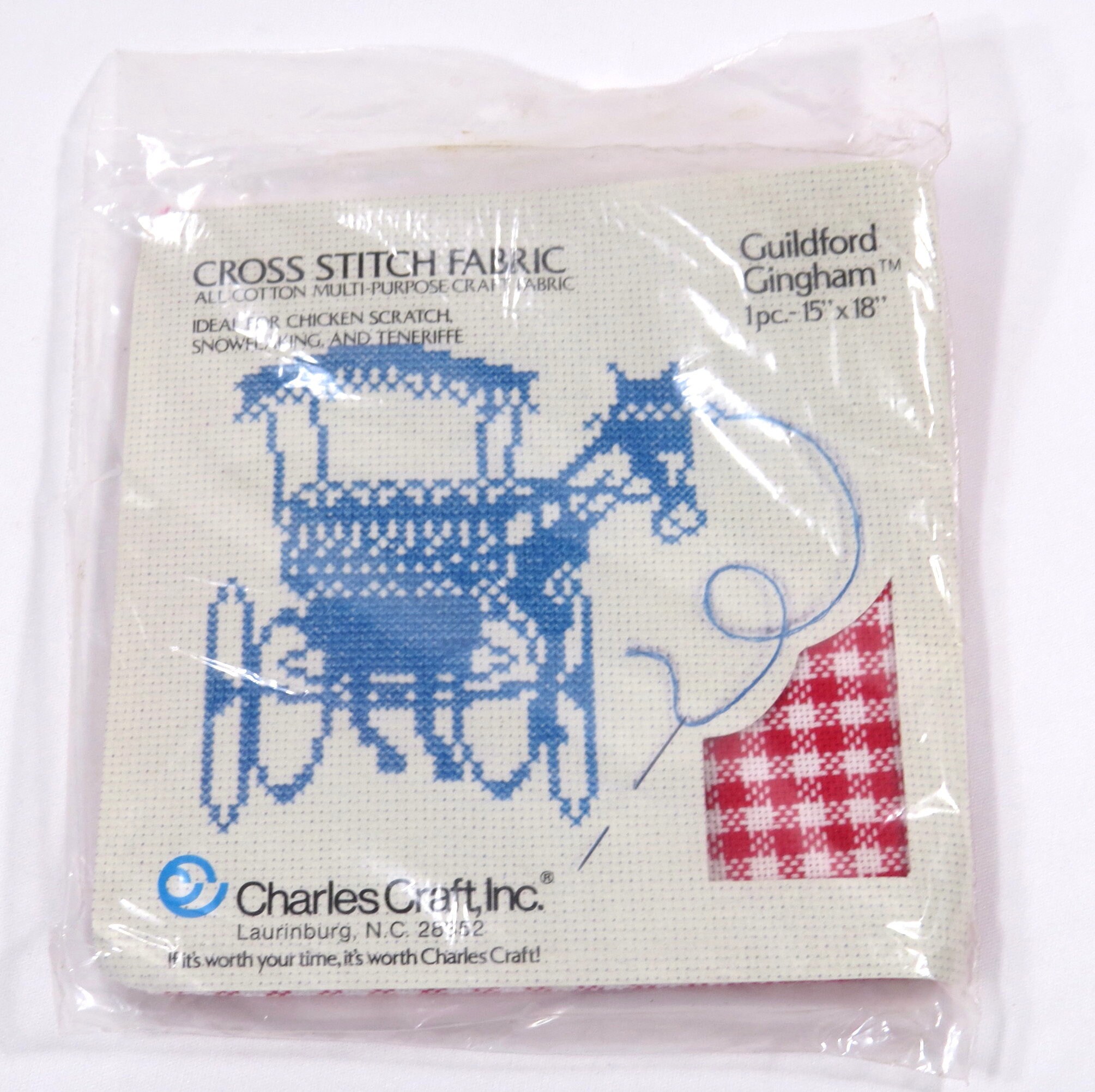 Vintage Bright Red Gingham Charles Craft Cross Stitch Fabric - Etsy