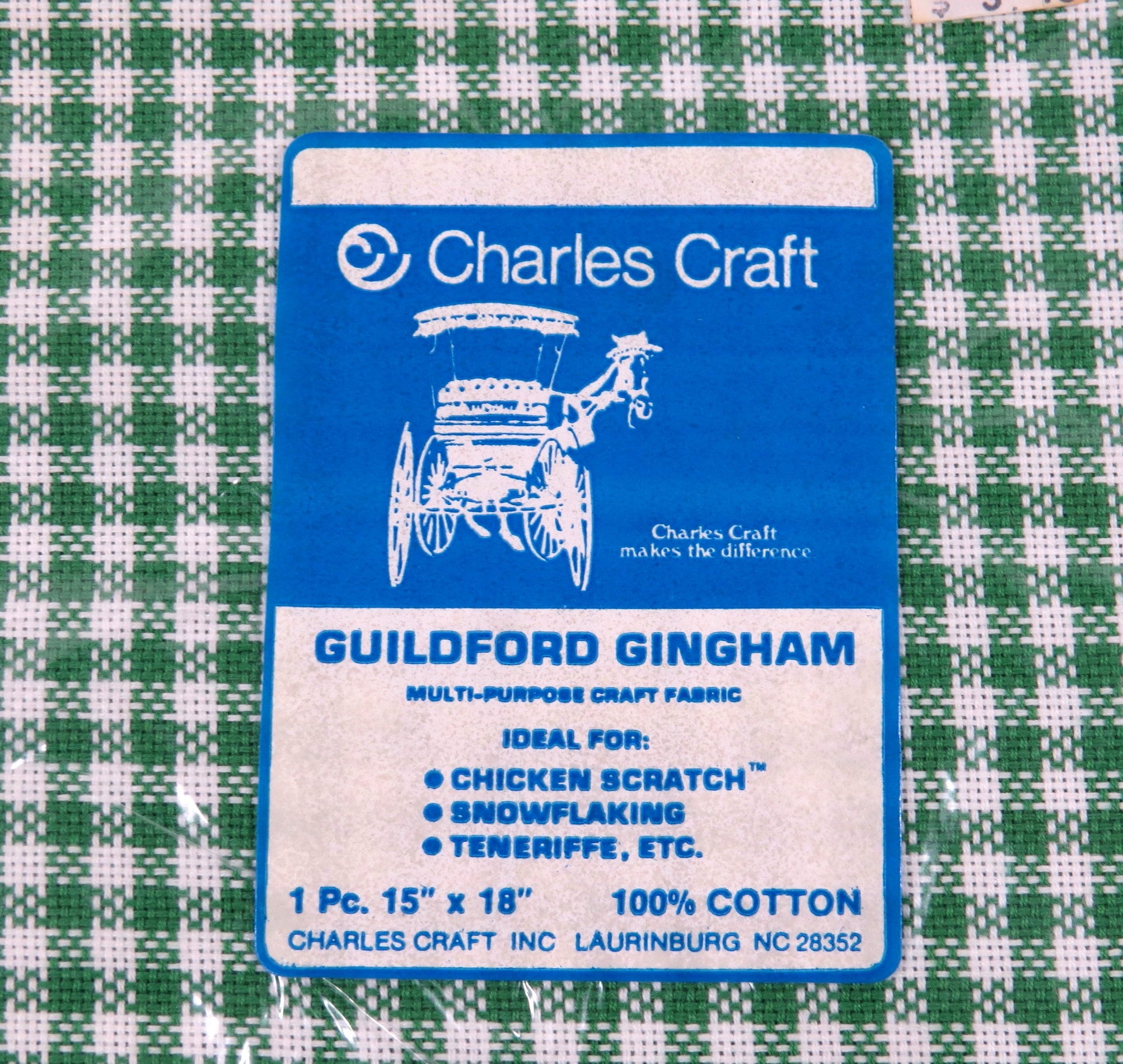 Vintage Green Gingham Charles Craft Cross Stitch Fabric | Etsy