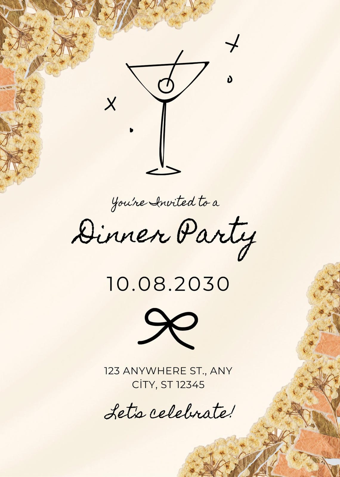 Elegant Dinner Party Invitation Template Editable Digital Design ...