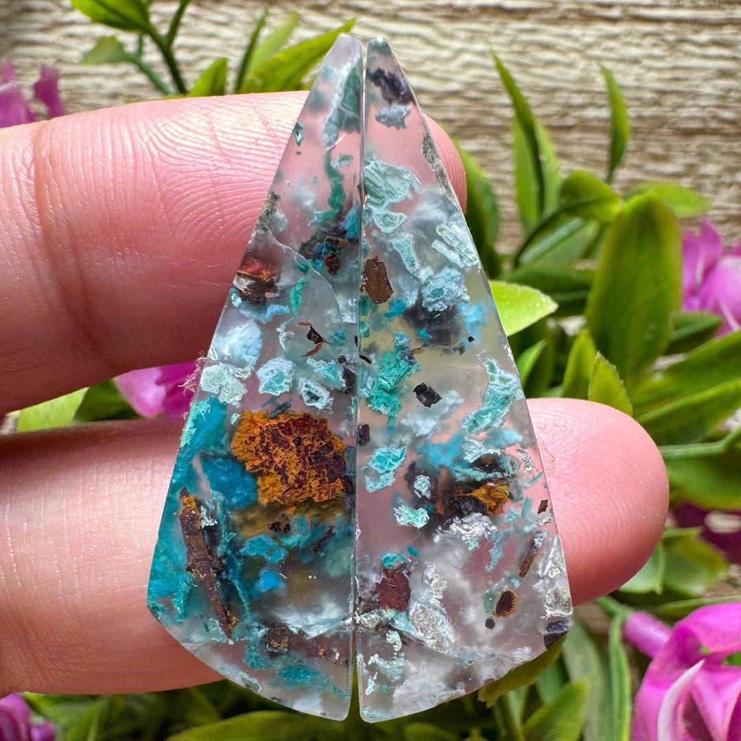 Pair Chrysocolla Confetti-rare Item-copper Material-chalcedony-high ...