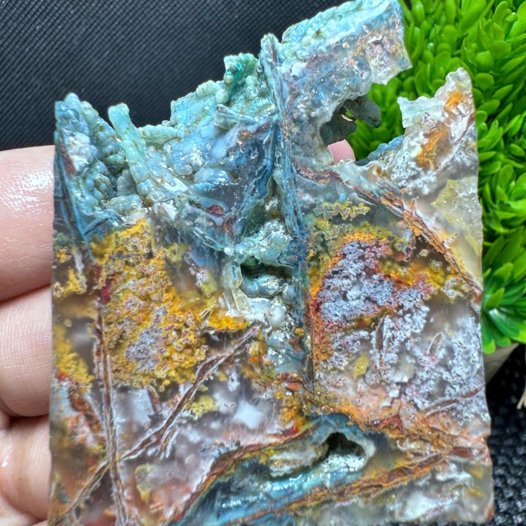 Rough-slabs -chrysocolla Native Coper on Chalcedony Flower Muticolor ...