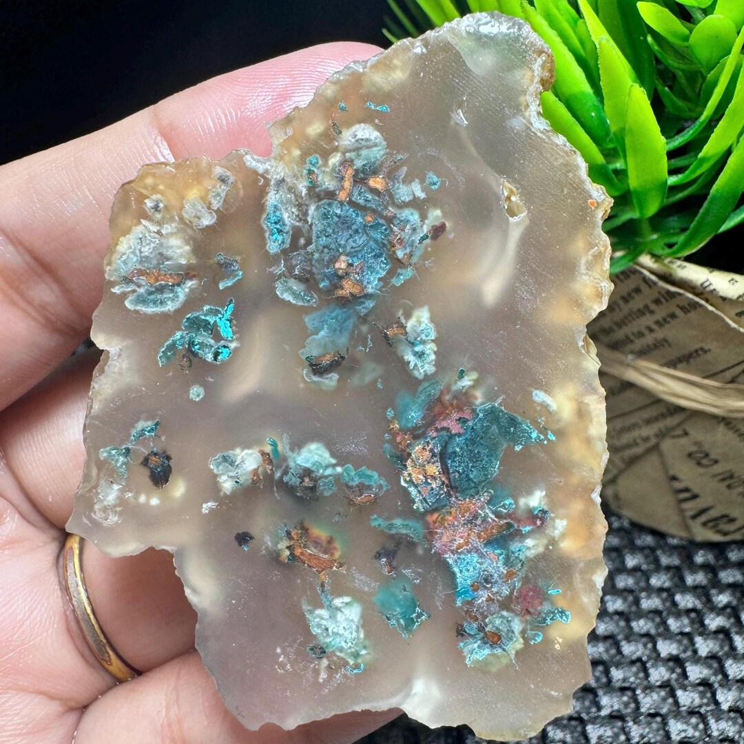 Slabs -RAW Chrysocolla Conffeti Native Copper -in Chalcedony .size ...
