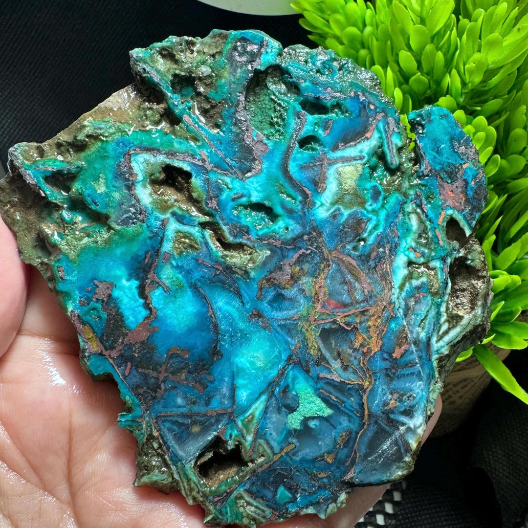 Rare Chrysocolla Slab With Native Copper – Polished Stone (82x80x10) - Etsy