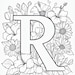 Coloring Pages P-T. Floral Coloring Pages. Alphabet Coloring Pages - Etsy
