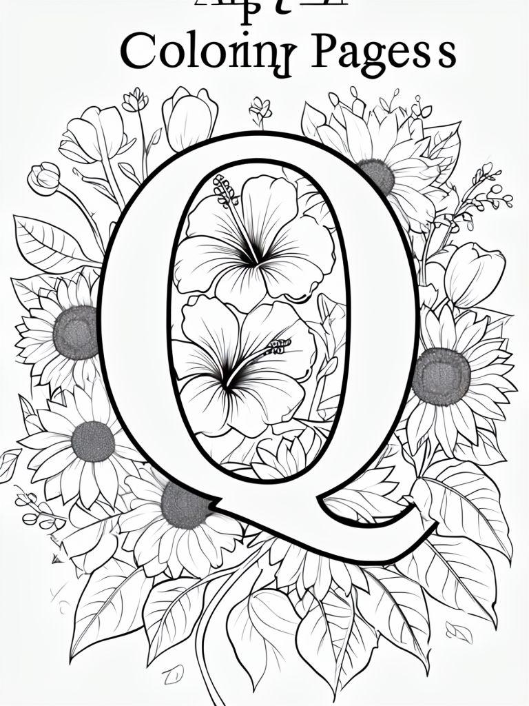 Coloring Pages P-T. Floral Coloring Pages. Alphabet Coloring Pages - Etsy