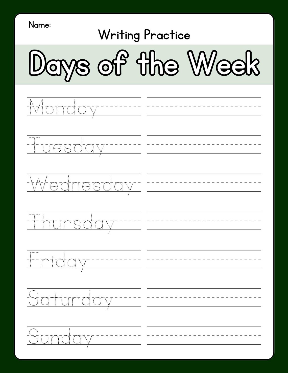 Months of the Year, Days of the Week, Numbers Tracing - Etsy