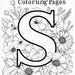 Coloring Pages P-T. Floral Coloring Pages. Alphabet Coloring Pages - Etsy