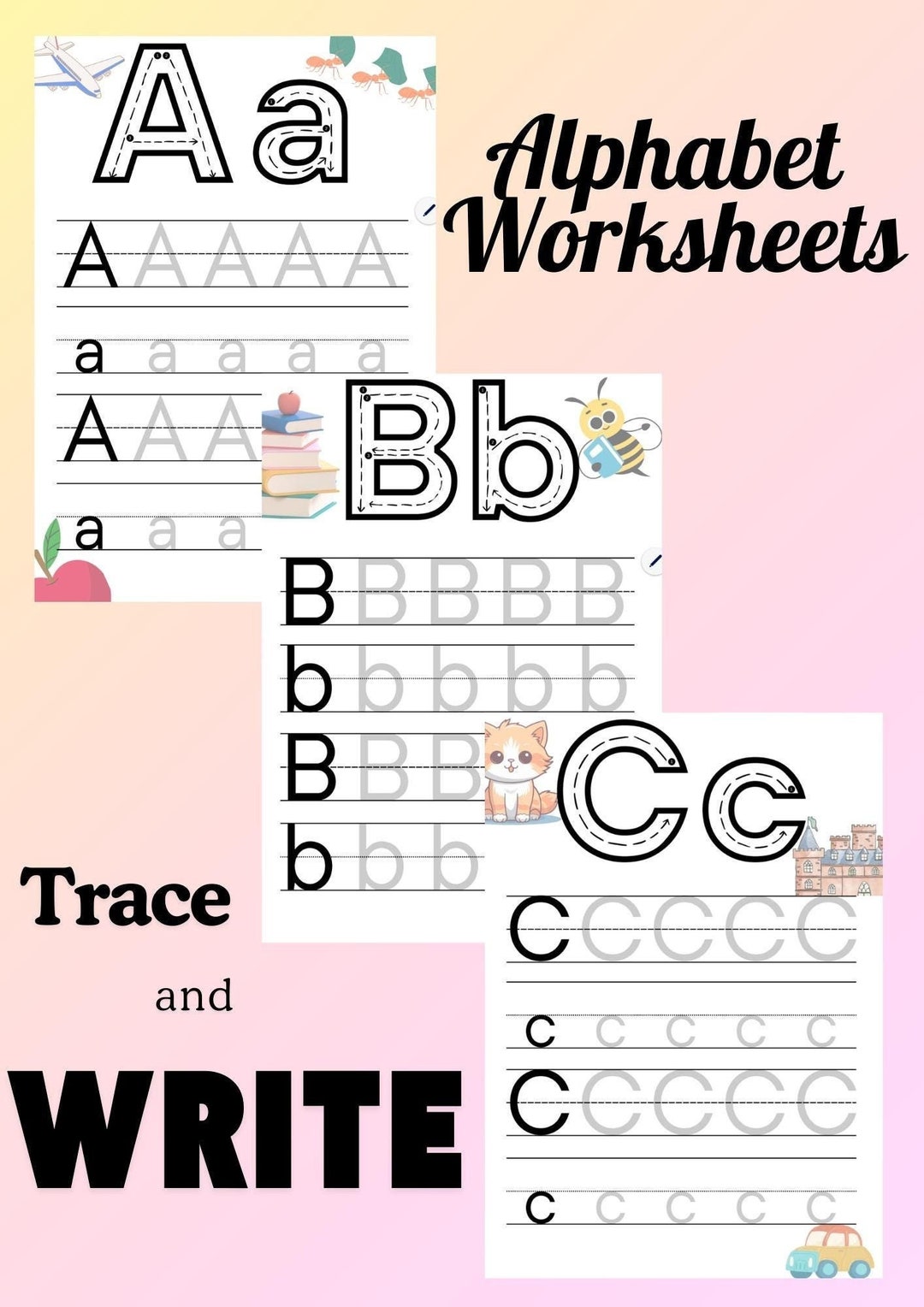 Preschool Pre-k Kindergarten Alphabet Learning Worksheets Printable I ...