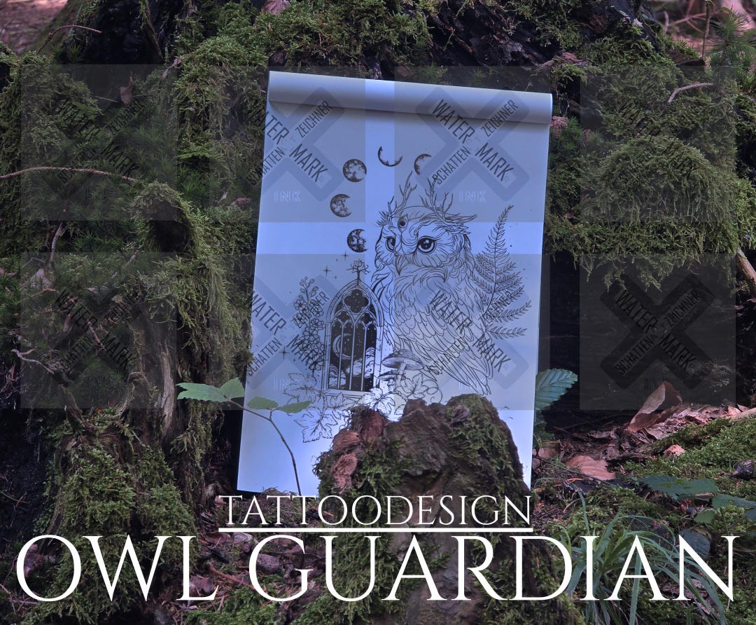 Tattoo Design: Owl Guardian floral Tattoo Instant Download Design ...