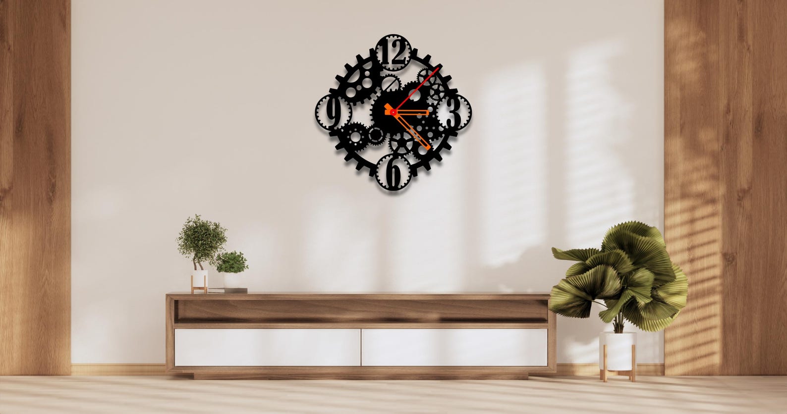 Gear Clock Wall Art SVG | Industrial Gear Shape Clock With Numbers ...