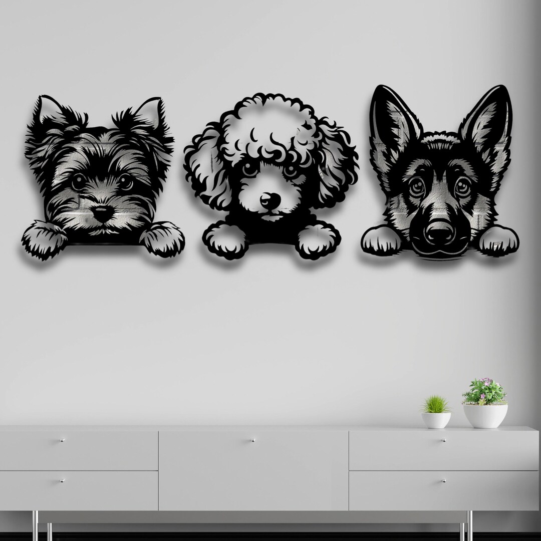 Peeking Dogs Laser Cut Dxf Files Wall Decor Ai Cdr Dxf Pdf Svg Digital ...