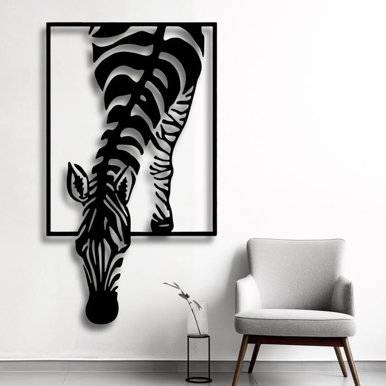Zebra Head Wall Art SVG | Wild Animal Silhouette Cut File for Laser ...