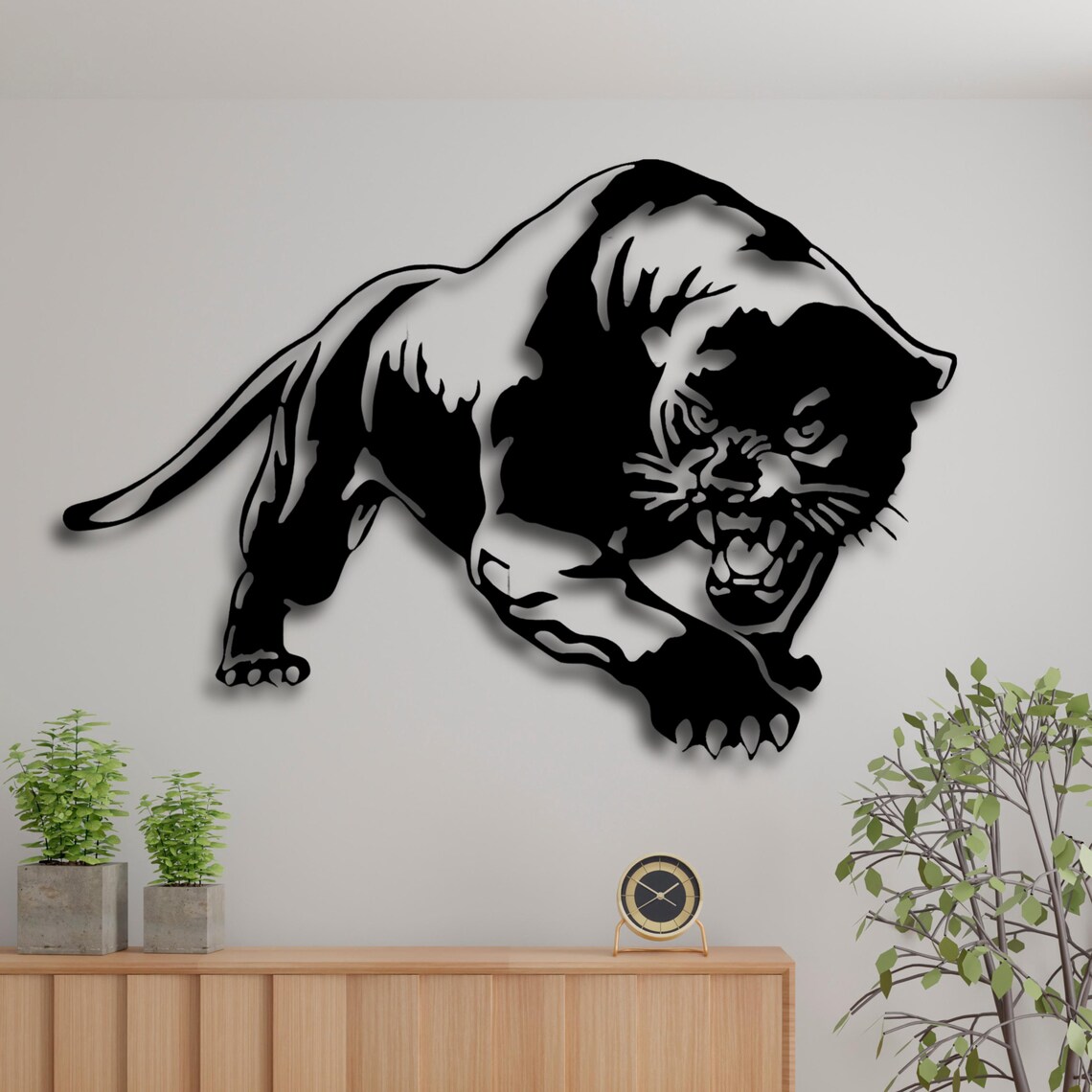 Black Panther Silhouette SVG | Aggressive Jungle Animal Wall Art for ...