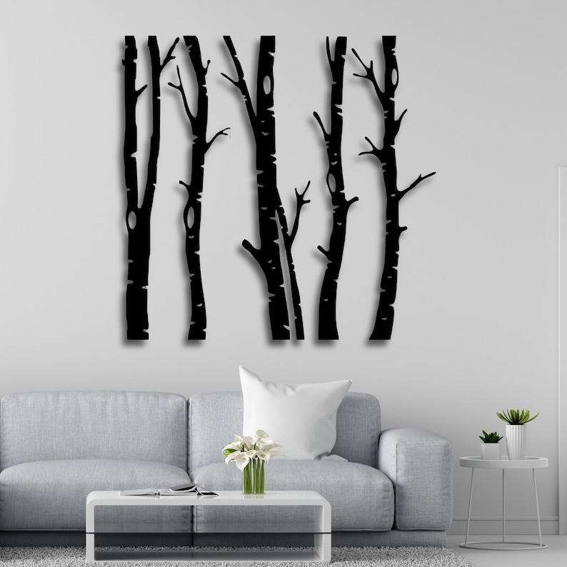 Minimal Tree Trunks SVG Wall Art | Forest Silhouette Laser Cut File Set ...