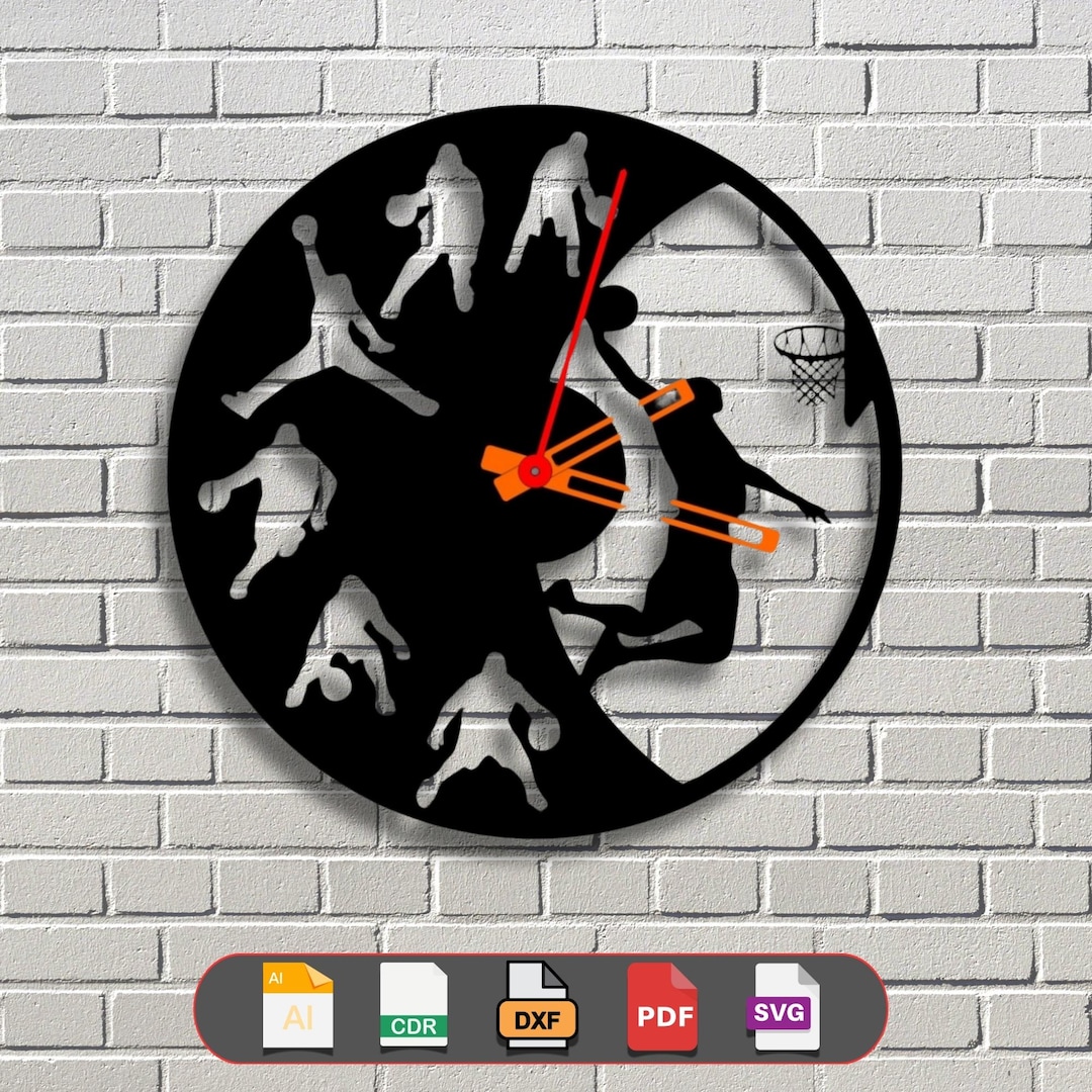 Basketball Player Silhouette Clock SVG | Laser Cut Basketball Clock ...