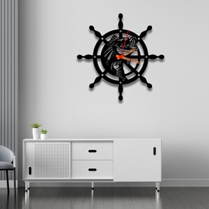 Fish and Steering Wheel Wall Clock SVG | Nautical Fish Design ...