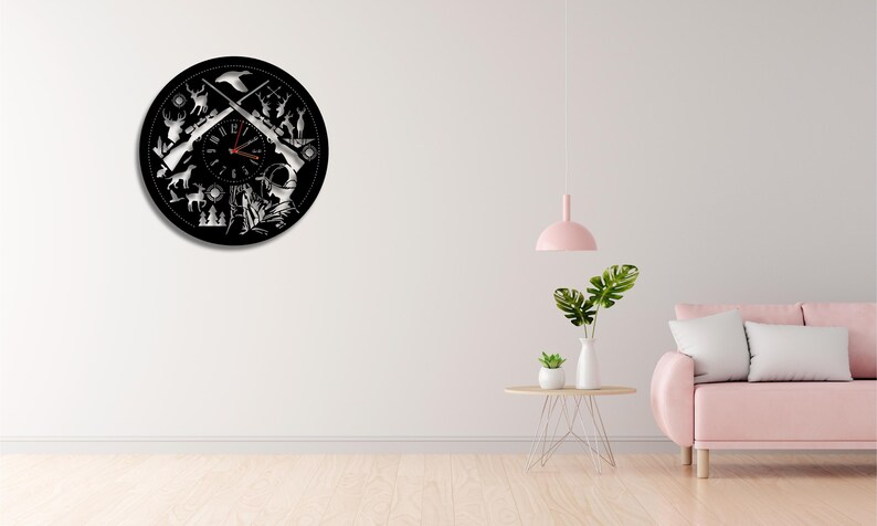 Hunter Clock Wall Art SVG | Hunting Silhouette Deer Rifle Scope Cut ...