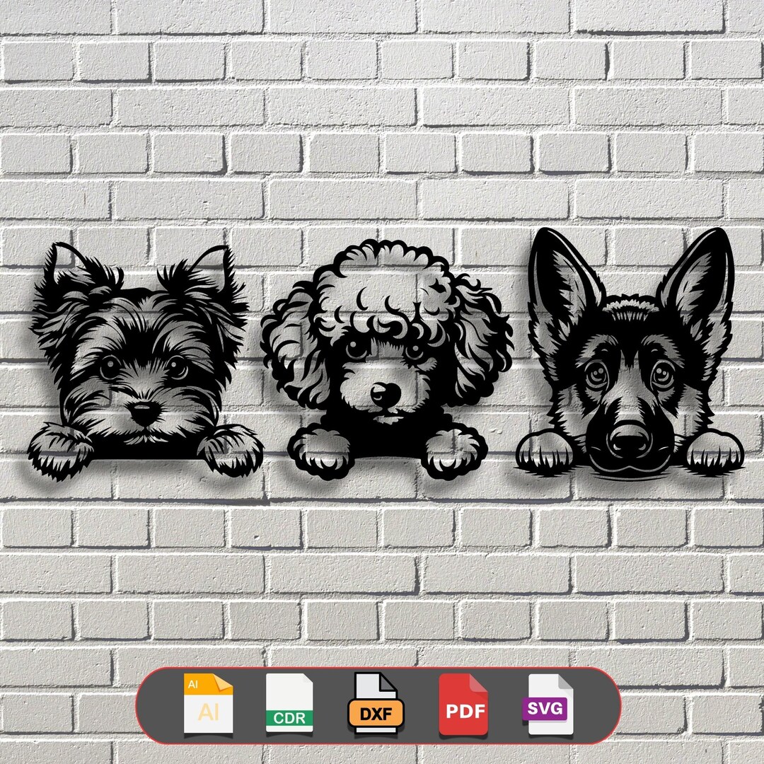 Peeking Dogs Wall Decor, Laser Cut, Ai, Cdr, Dxf, Pdf, Svg, CNC Plasma ...