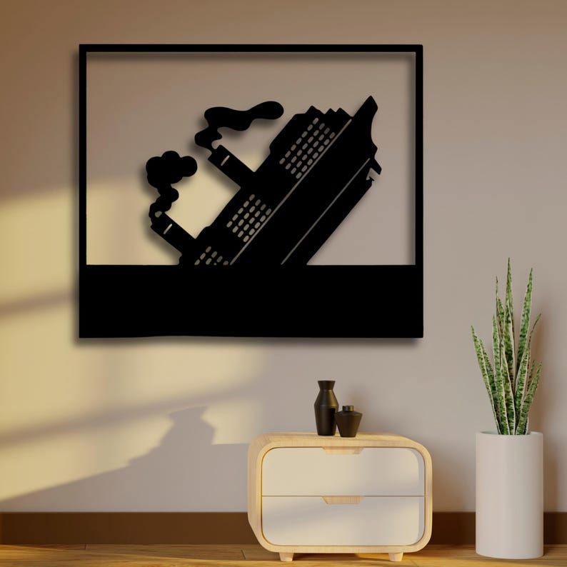 Sinking Ship Wall Art SVG | Titanic Inspired Ocean Boat Silhouette Cut ...