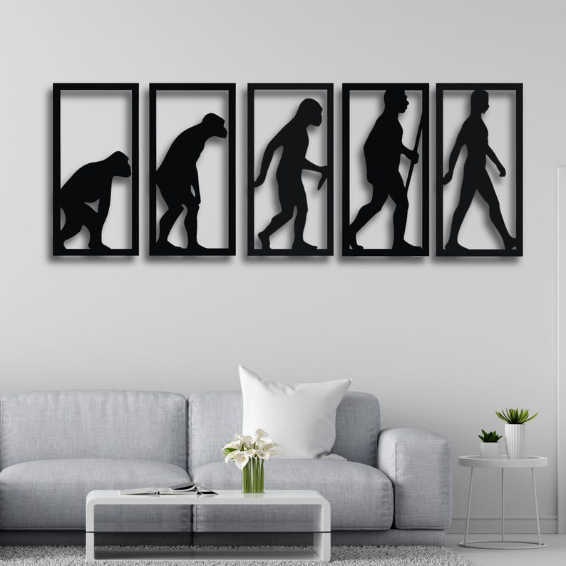 Evolution Silhouette Wall Art SVG | 5 Panel Human Evolution Cut File ...