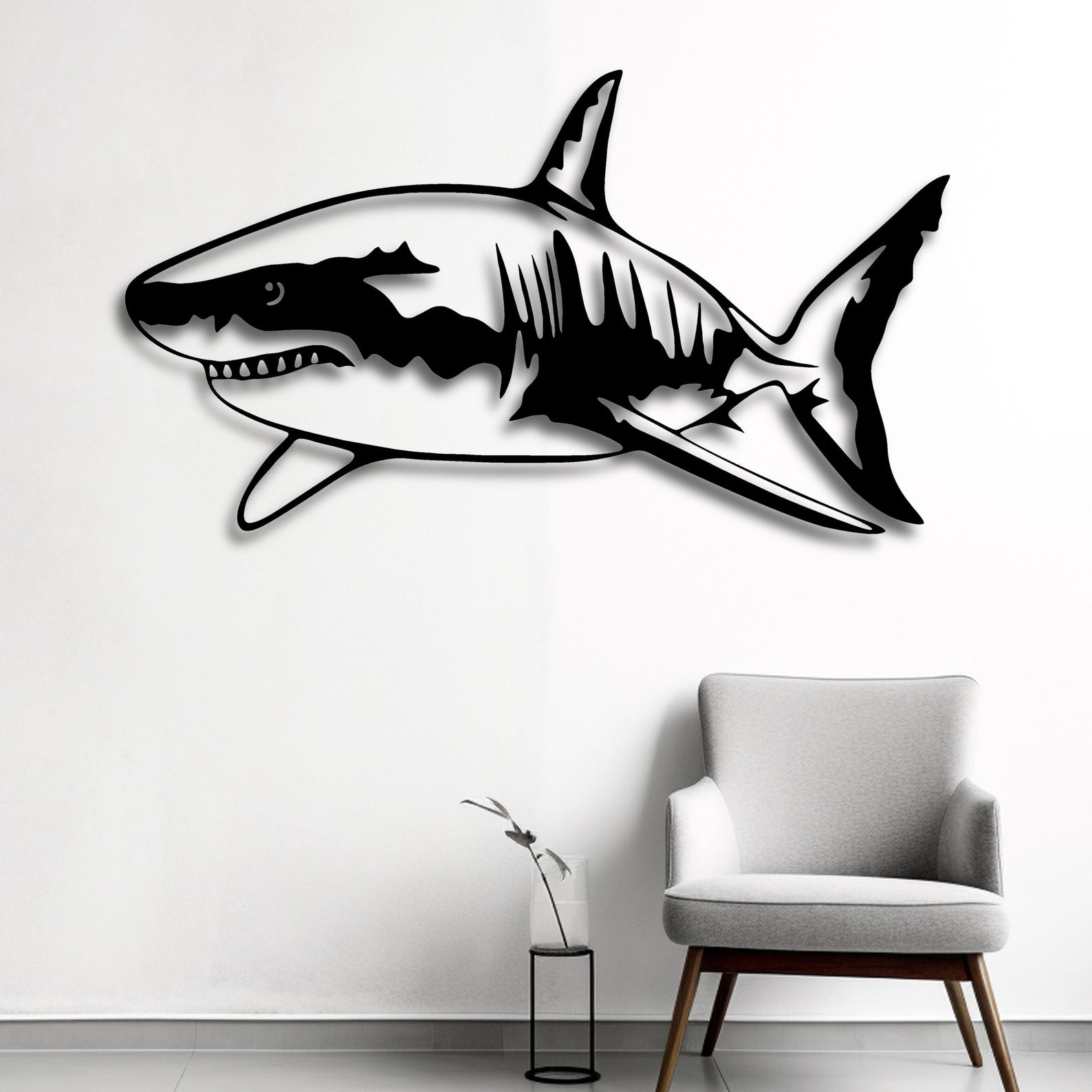 Shark Wall Art SVG | Great White Ocean Predator Laser Cut File ...