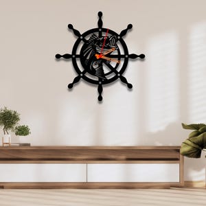 Fish and Steering Wheel Wall Clock SVG | Nautical Fish Design ...