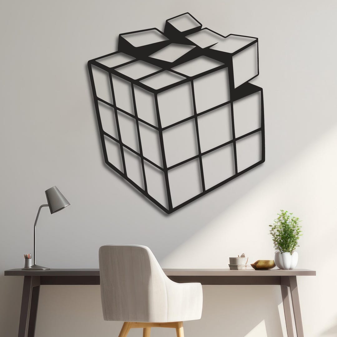 Rubik Cube SVG Wall Art | Abstract Puzzle Laser Cut File for Modern ...
