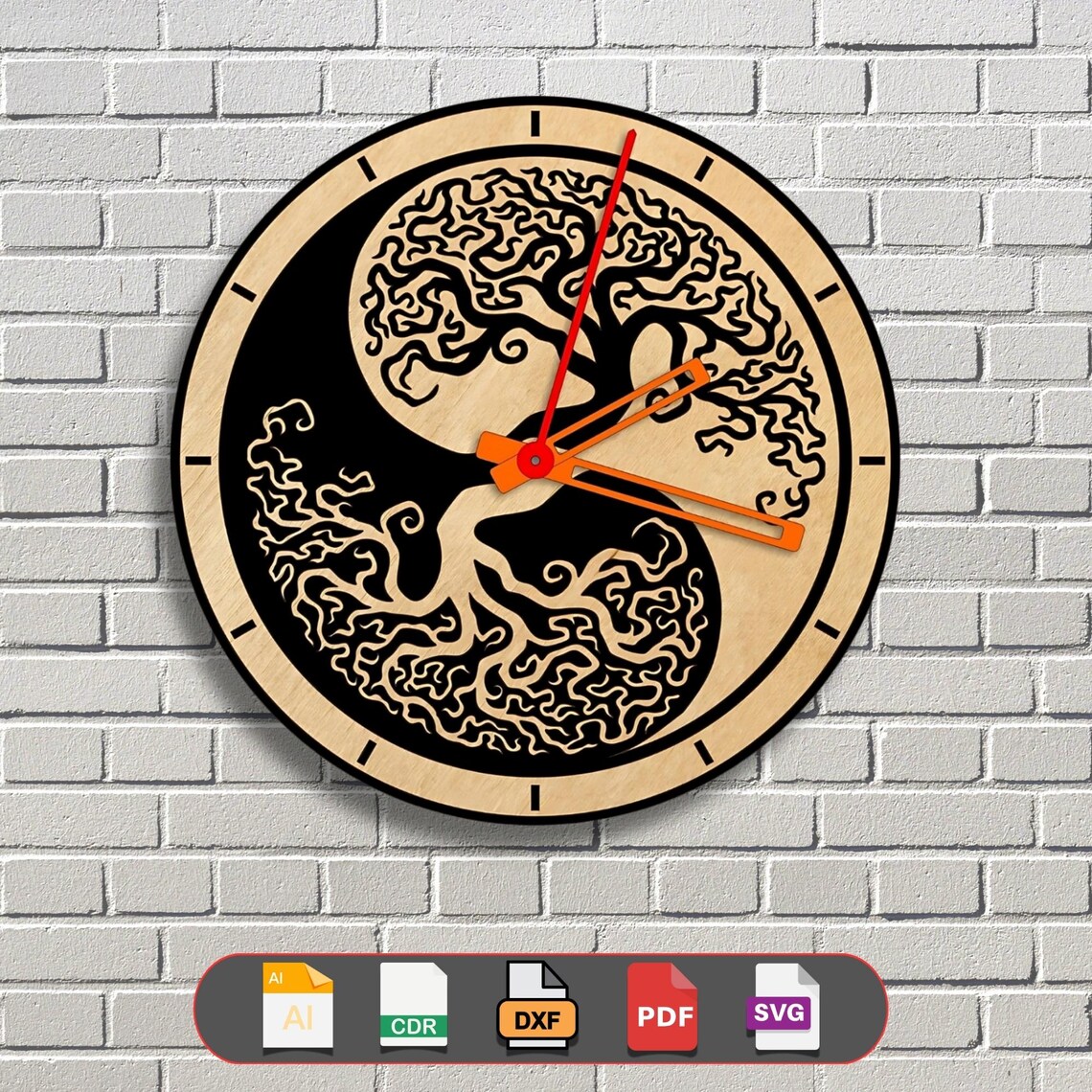 Yin Yang Tree of Life Clock SVG | Zen Wall Art Laser Cut File | Mandala ...