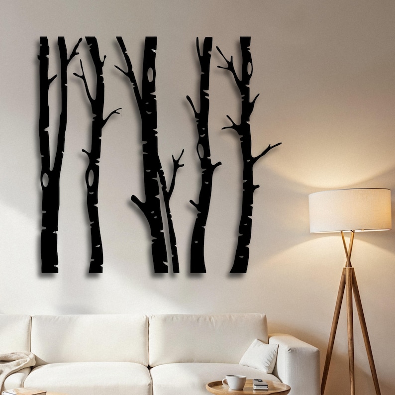 Minimal Tree Trunks SVG Wall Art | Forest Silhouette Laser Cut File Set ...